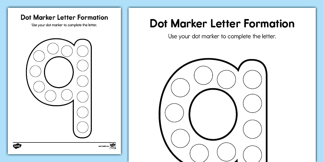 Lowercase Letter q: Dot Marker Letter Formation Worksheet