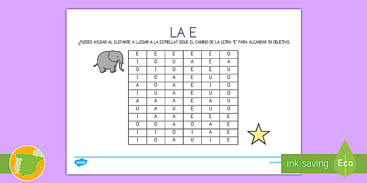 Black and White Ficha de actividad: Laberinto de la letra E