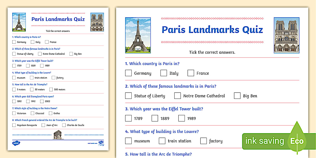 Paris Landmarks Quiz,Paris landmarks