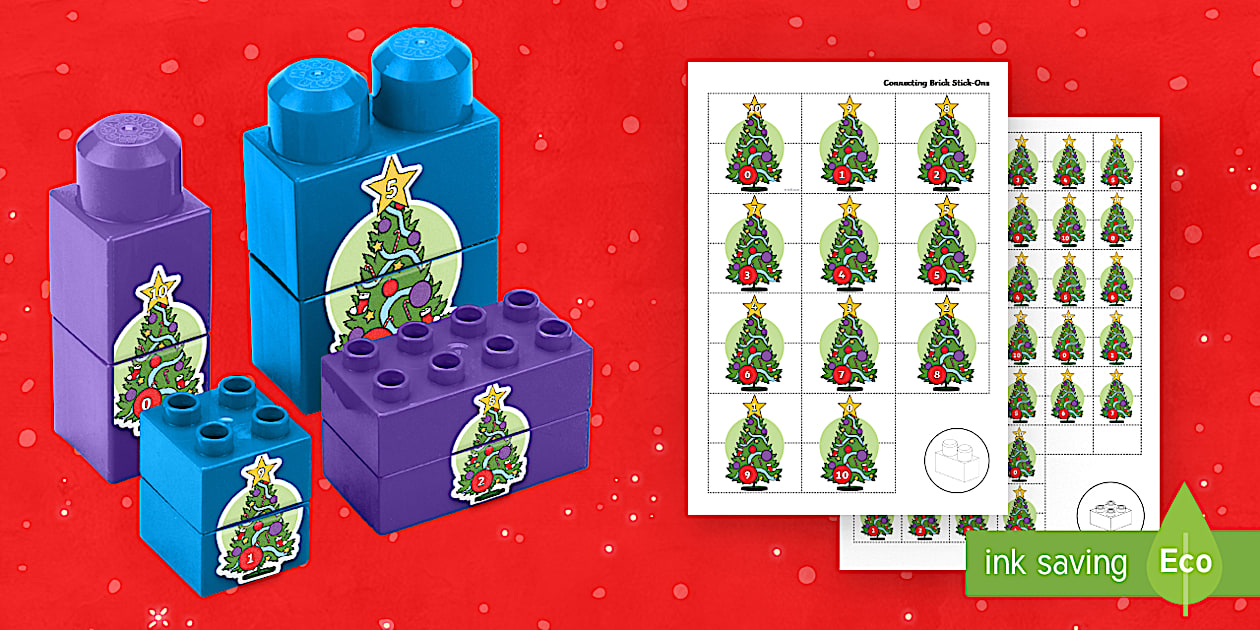 Christmas Tree Number Bonds to 10 Matching Connecting Bricks Game
