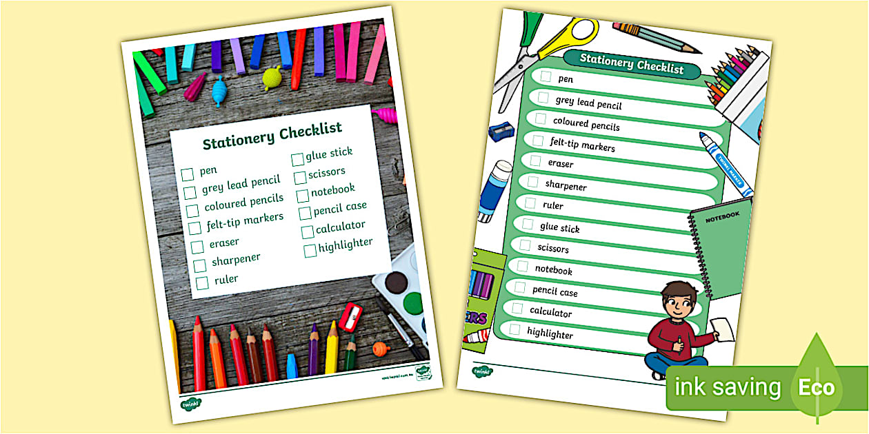 Printable Stationery Checklist | Twinkl - Twinkl
