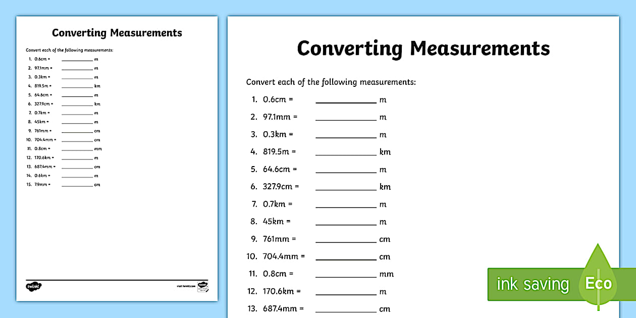 Converting Measurements Worksheet / Worksheet-Australia - F