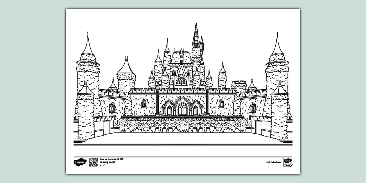 Mansion Colouring Page (Teacher-Made) - Twinkl