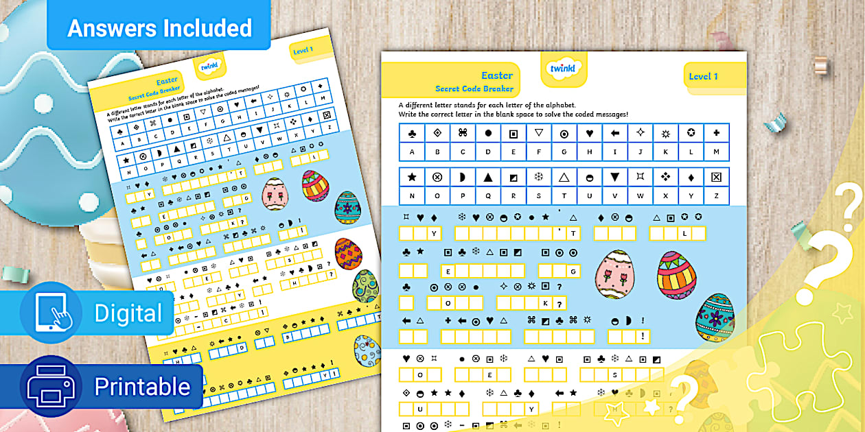 Easter Secret Code Breaker - L1 - Twinkl - Kids Puzzles