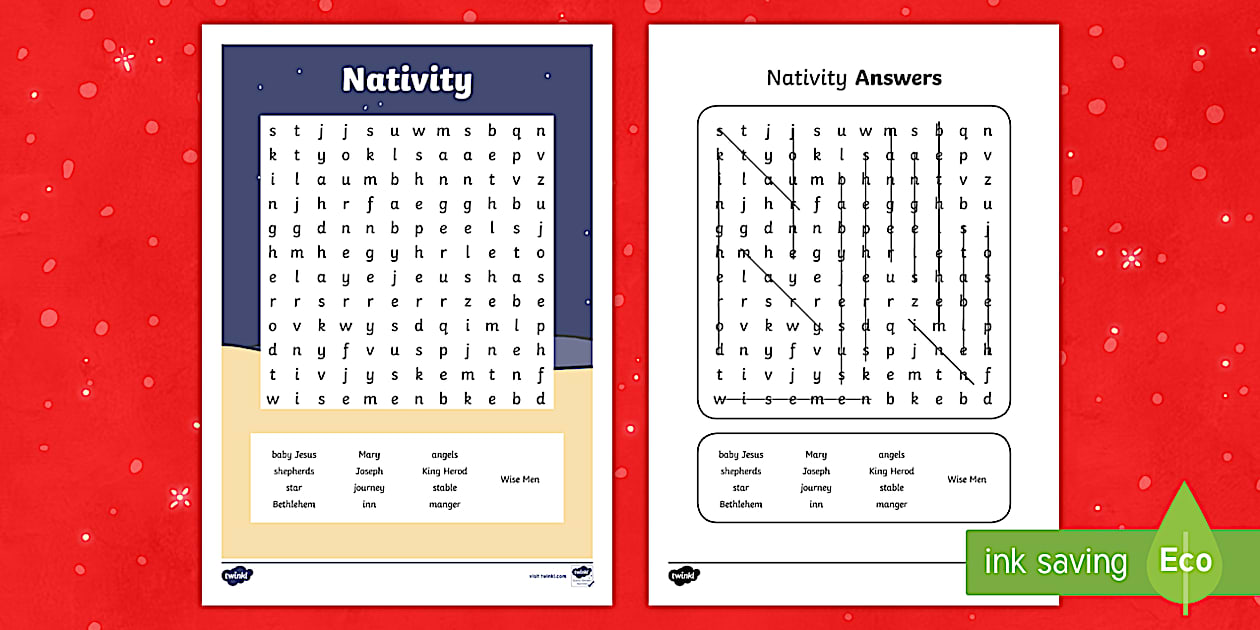 Nativity Word Search - KS1 - Christmas Activity - Twinkl