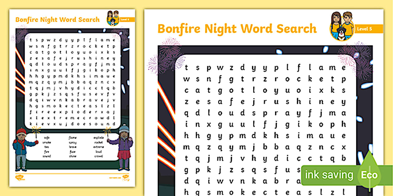 Level 5 Bonfire Night Word Search (Teacher-Made) - Twinkl