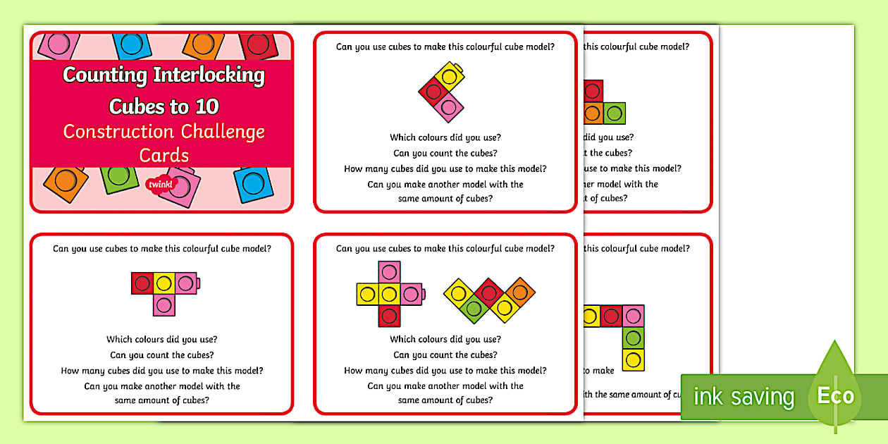 Counting Cubes to 10 Construction Challenge Cards - Twinkl