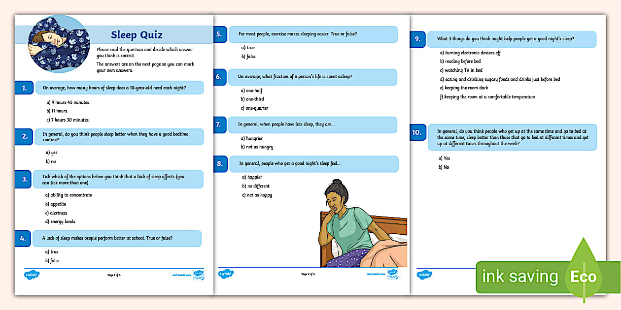 Sleep Quiz | Health & Wellbeing | Twinkl (teacher made)