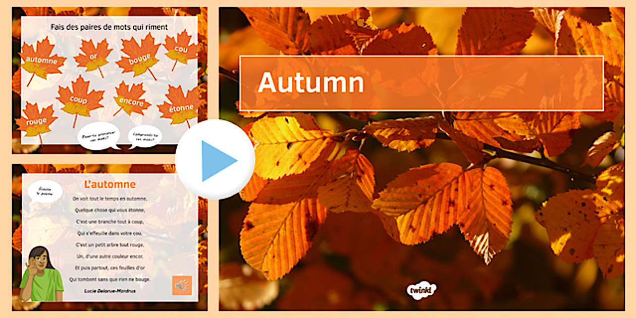 Poème L'Automne Présentation (teacher made) - Twinkl