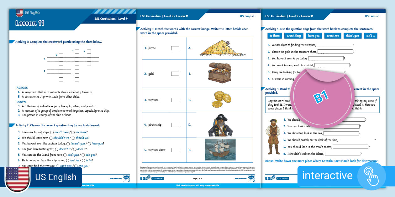 ESL Curriculum Level 9, Lesson 11 Interactive Activity Sheet