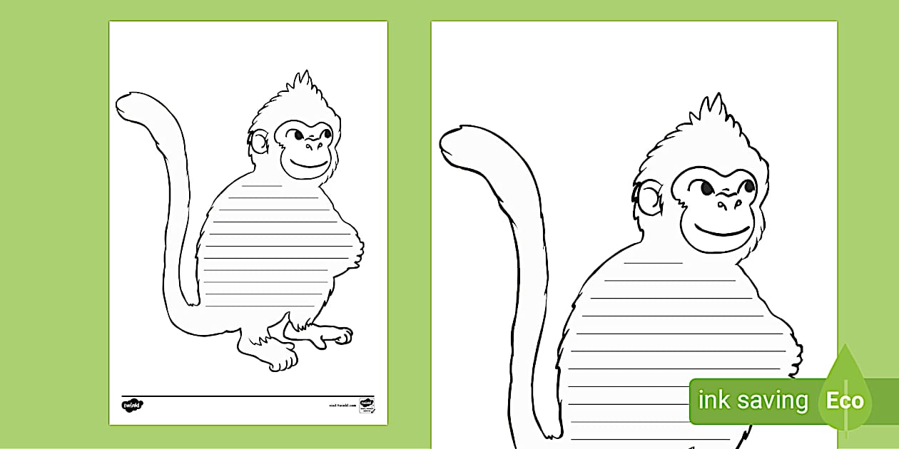 Monkey Writing Template (teacher made) - Twinkl