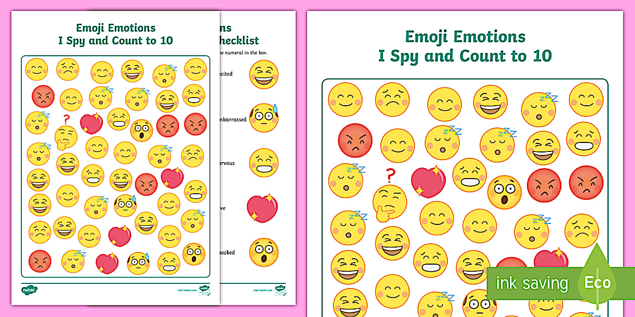 😊 Emoji Emotions I Spy and Count Activity to 10 - Twinkl