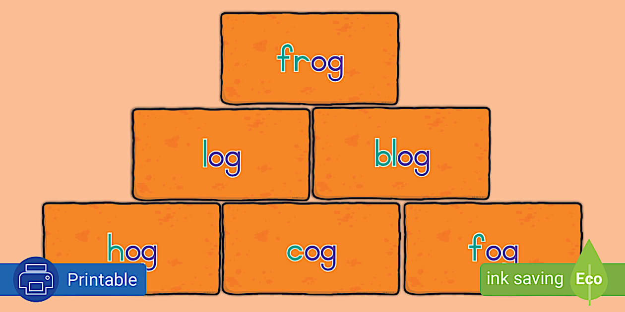 Grade 1 Phonics: -og Word Wall Cards