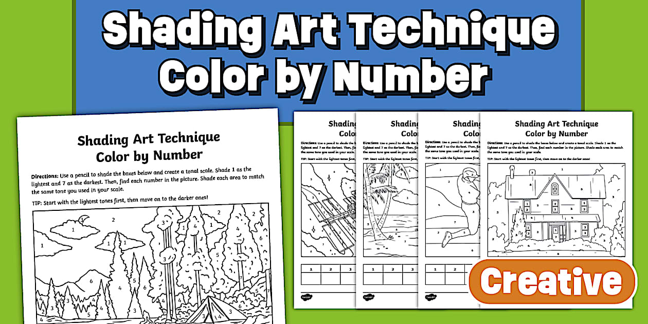 Shading Art Technique Color by Number Worksheets