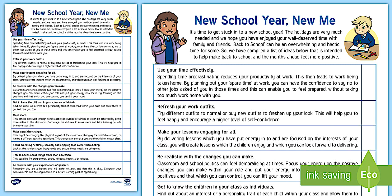 New School Year, New Me Worksheet (teacher made) - Twinkl