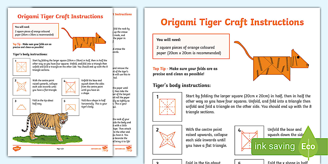 Origami Tiger Tutorial | Twinkl | Origami | Crafts | KS1