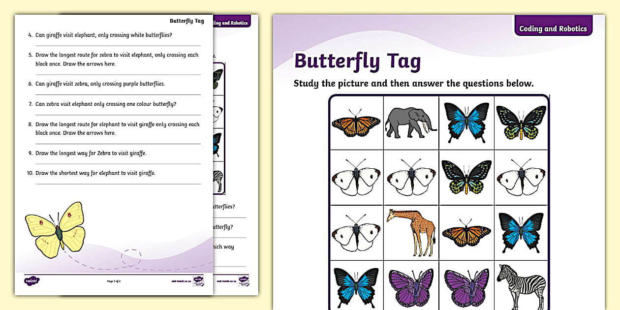 Robotics and Coding - Butterfly Tag (teacher made) - Twinkl