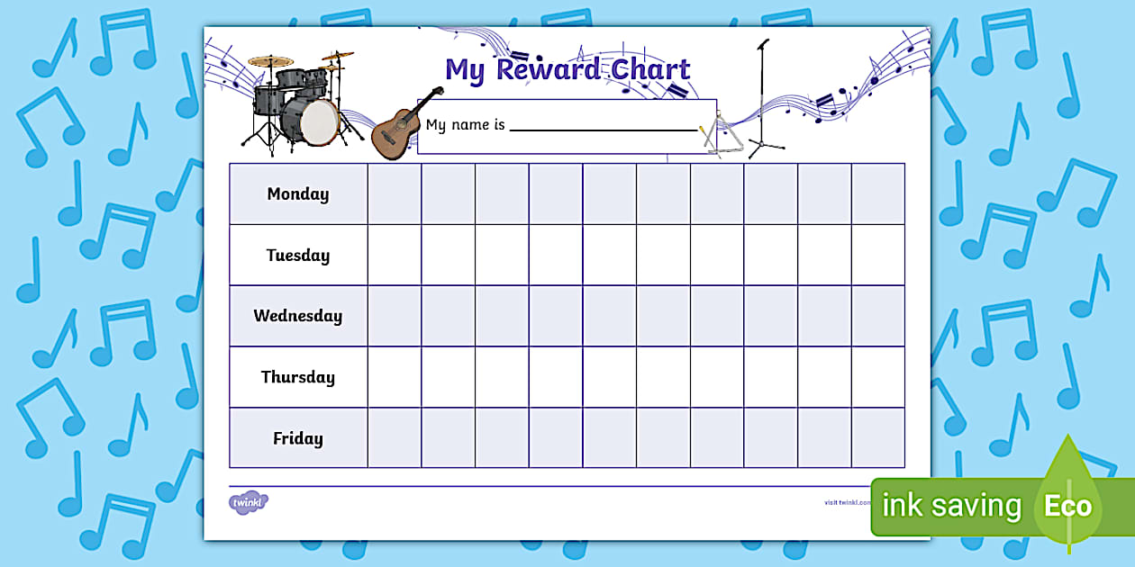Music-Themed Reward Chart (teacher made) - Twinkl