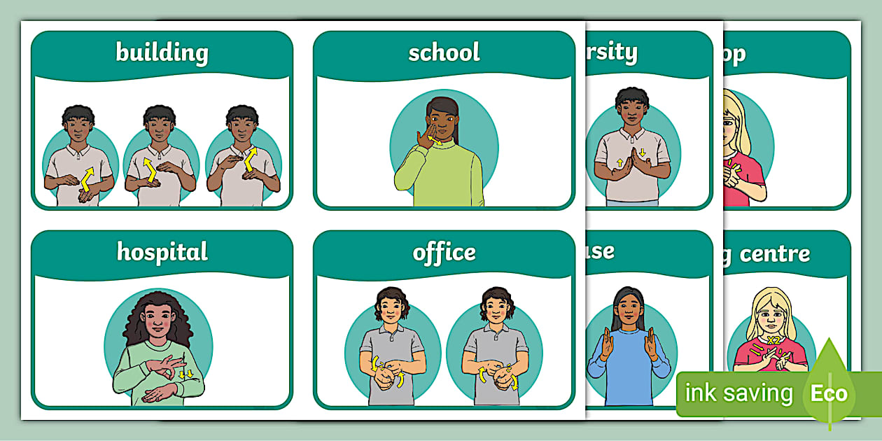 Auslan Buildings Word Cards (teacher made) - Twinkl