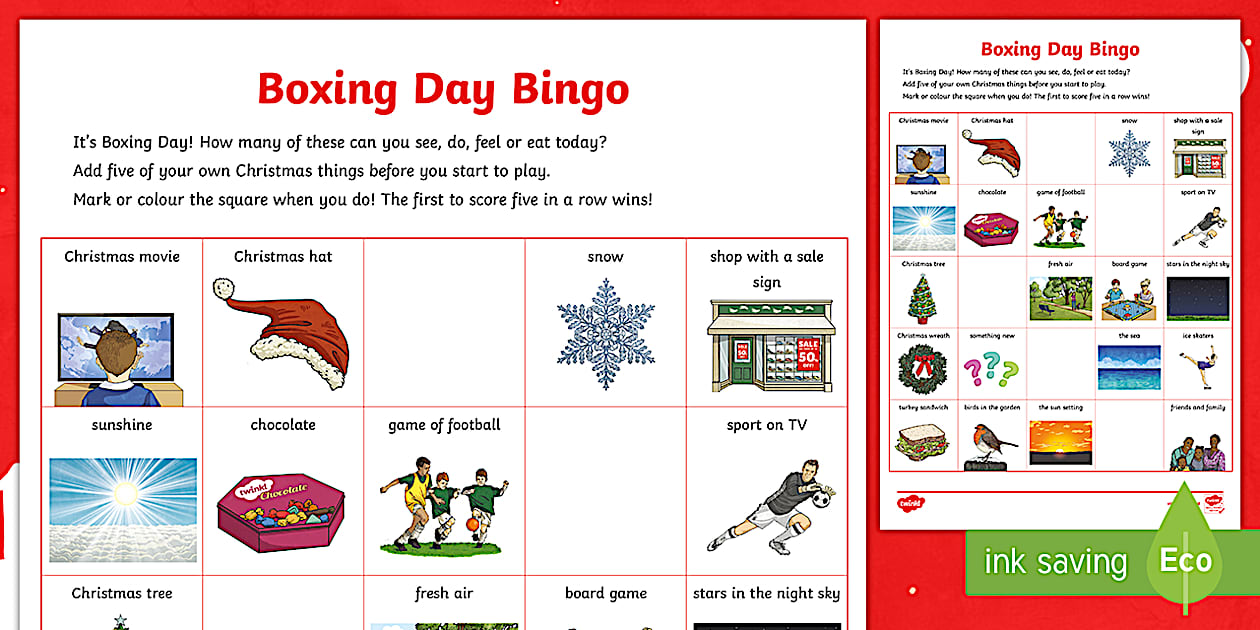 Bingo Worksheet | Boxing Day (Teacher-Made) - Twinkl