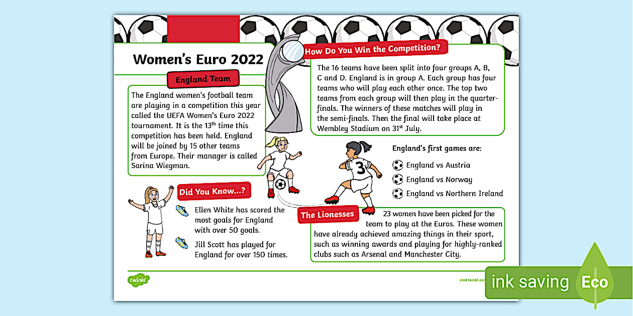 KS1 Women's Euro 2022 England Team Fact File (teacher made)