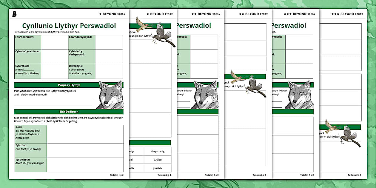 Taflen Weithgaredd Cynllunio Llythyr Perswadiol - Twinkl