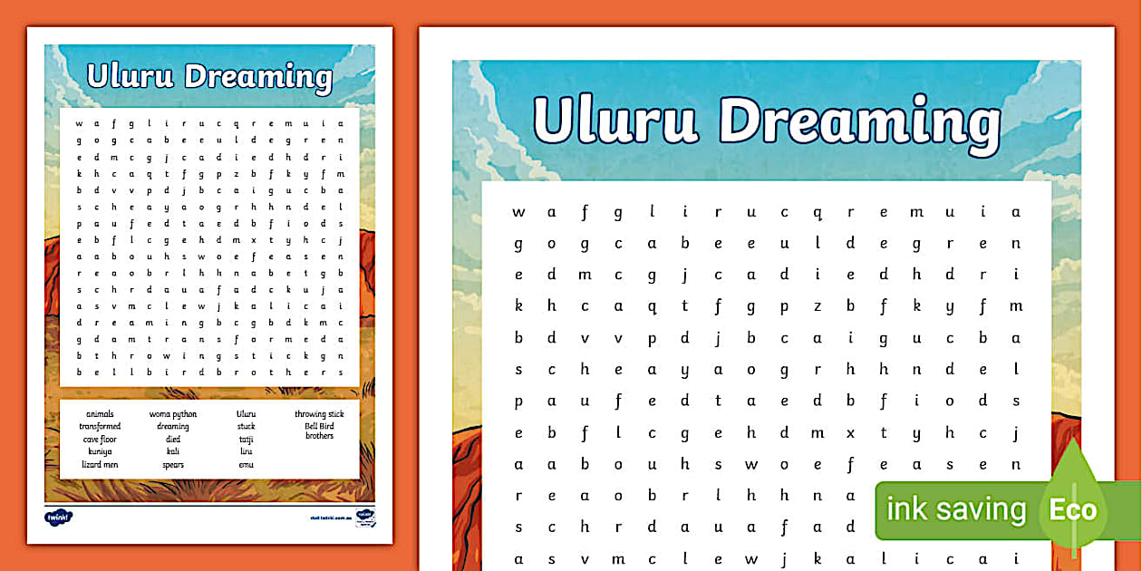 Uluru Dreaming Word Search (teacher made) - Twinkl