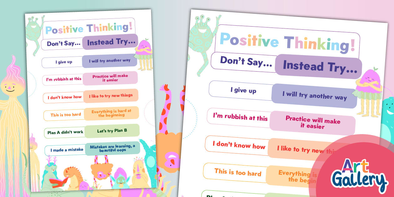 Positive Thinking Poster (Teacher-Made) - Twinkl