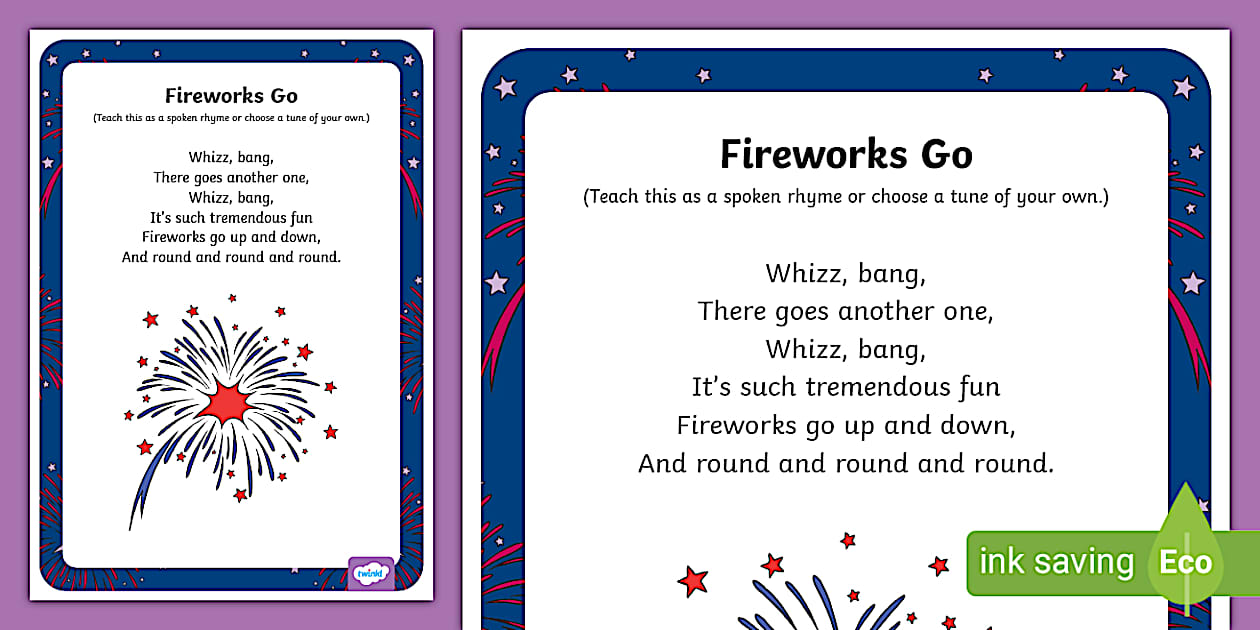 Fireworks Go Rhyme (teacher made) - Twinkl
