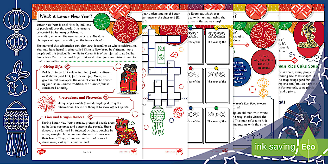 Lunar New Year Reading Comprehension Activities (Ages 5 - 7)