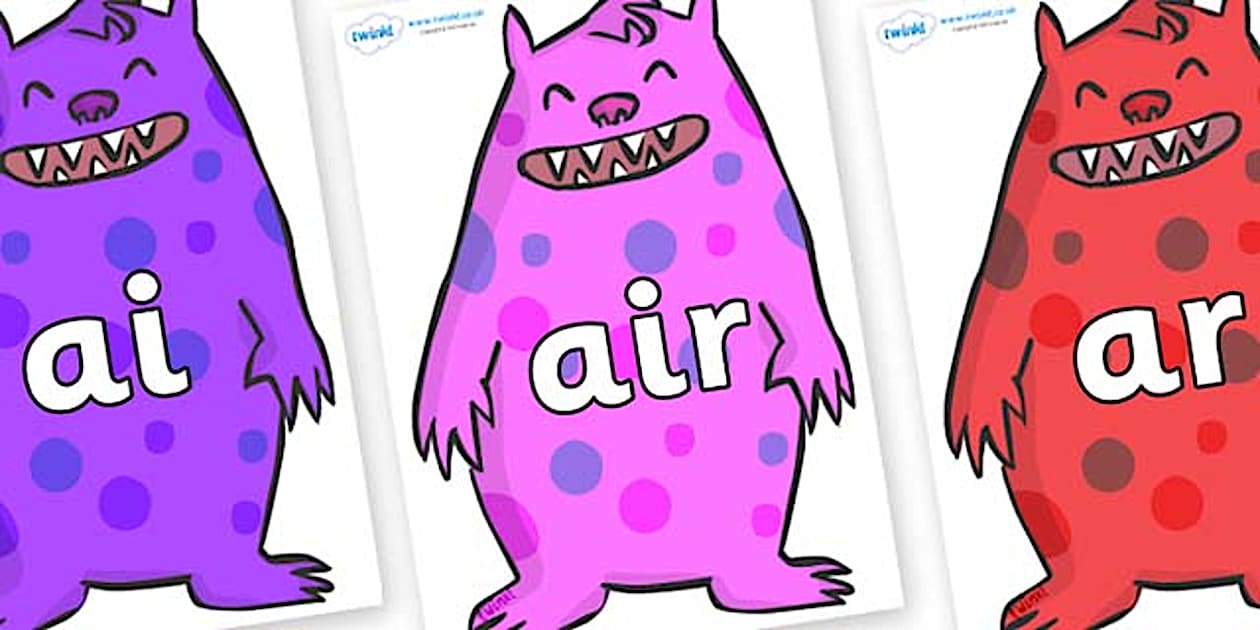Phase 3 Phonemes on Monsters (teacher made) - Twinkl