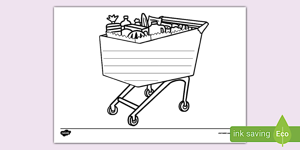 Shopping Trolley Writing Template (teacher made) - Twinkl