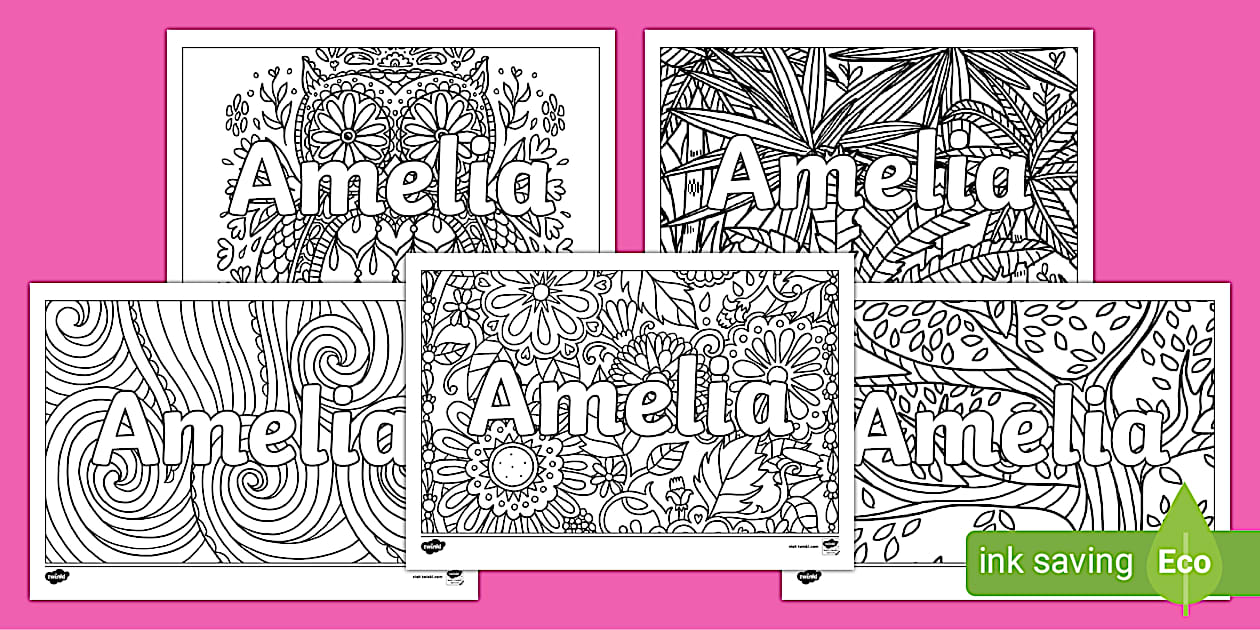 Amelia Mindfulness Name Colouring Activity | Twinkl | KS1