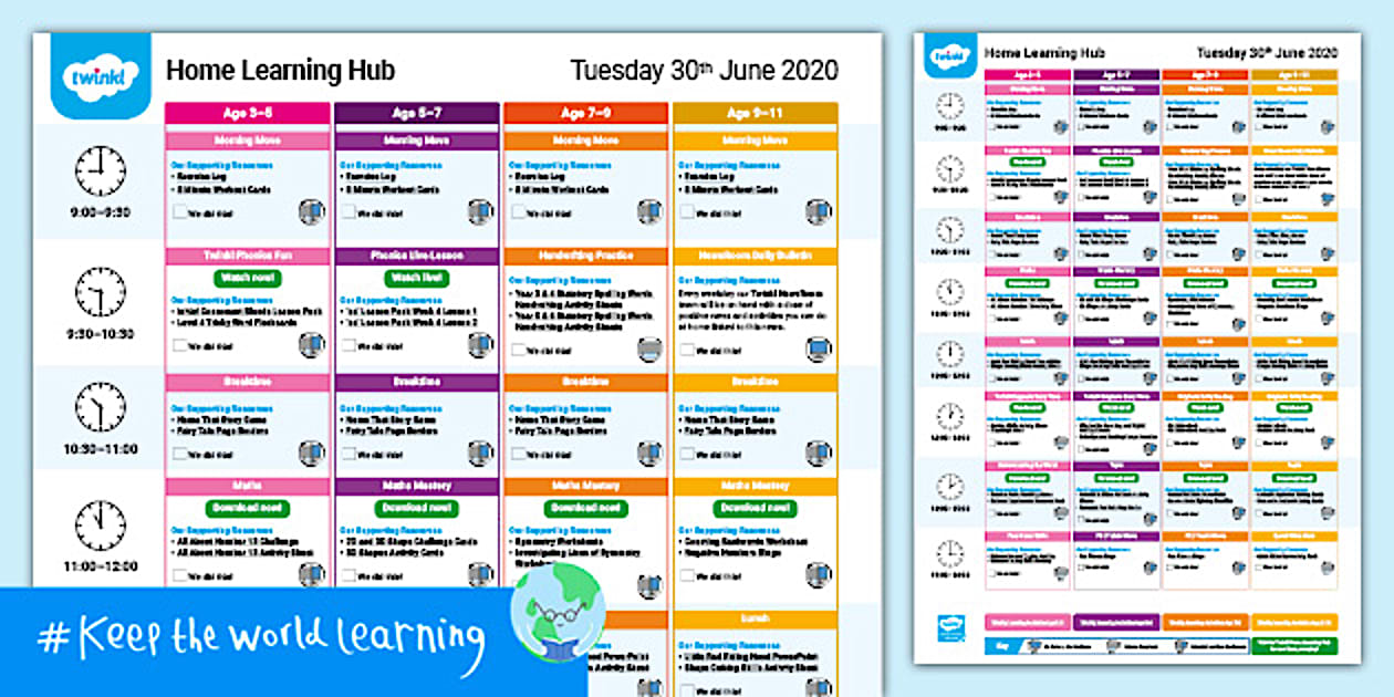 Home Learning Hub Daily Plan Tuesday 30th June