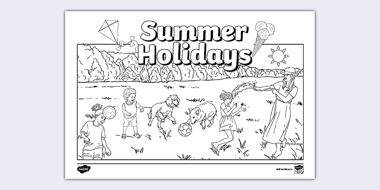 Summer Holidays Colouring Page (teacher made) - Twinkl