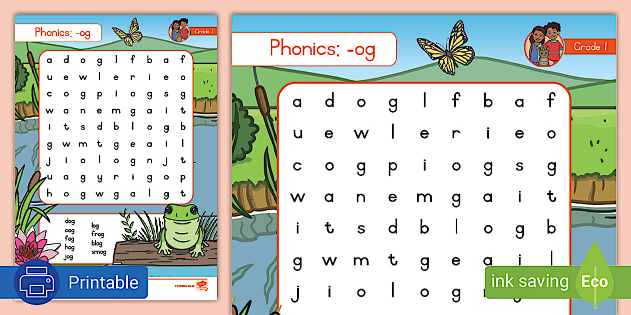 Grade 1 Phonics: -og Wordsearch