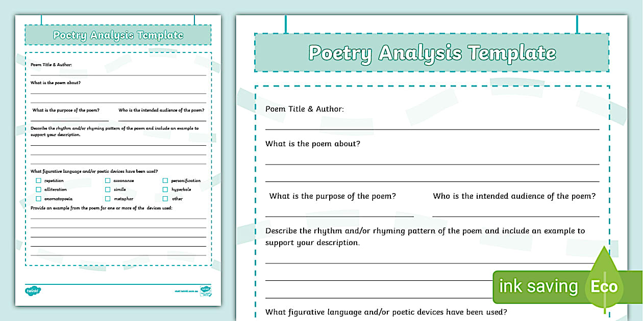 Poetry Analysis Template | 3-6 Poetry Resources - Twinkl