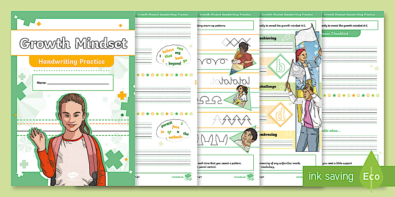 Cursive UKS2 Growth Mindset Handwriting Practice Booklet