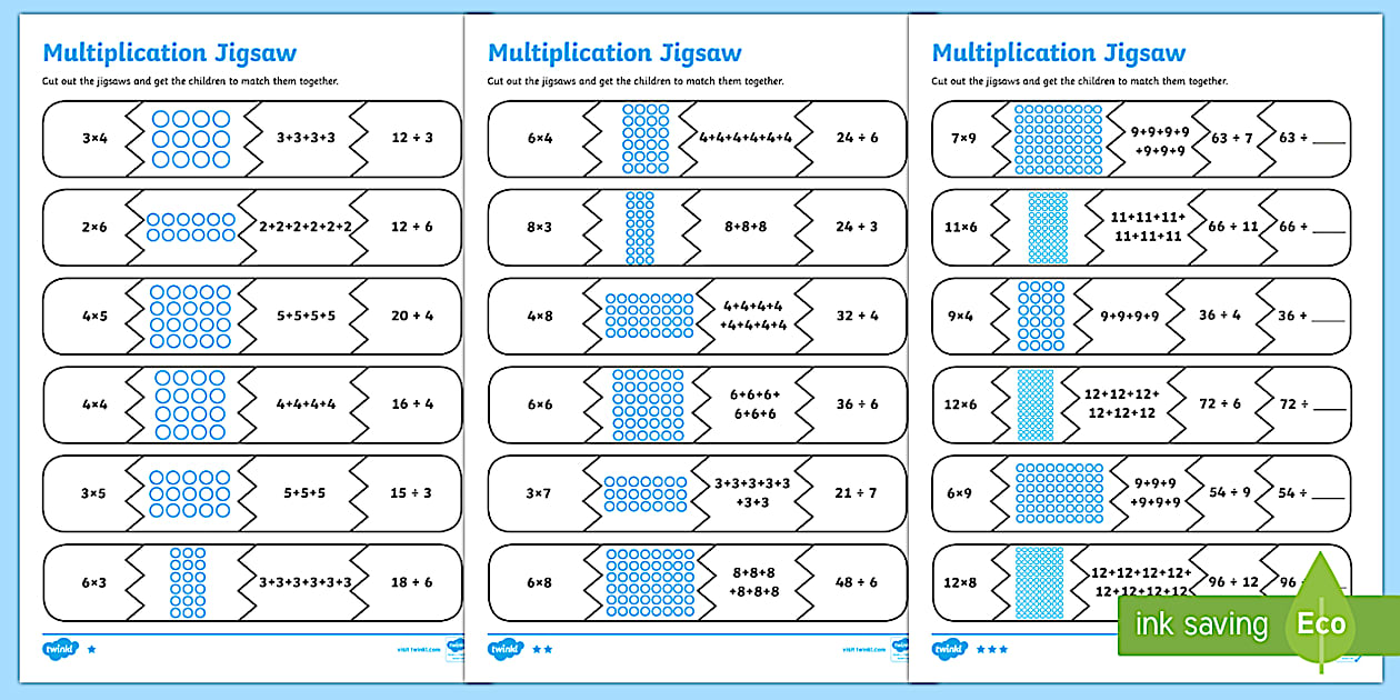 Multiplication and Division Matching Puzzle Game for Kids