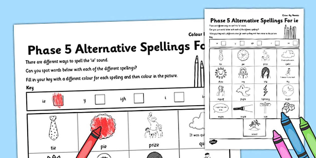 Phase 5 Colour by Spelling 'ie' - Twinkl