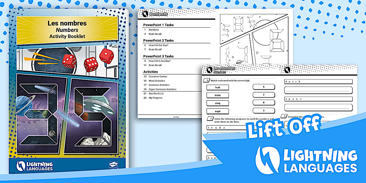 👉 Lightning Languages French Lift Off Numbers Activity Booklet