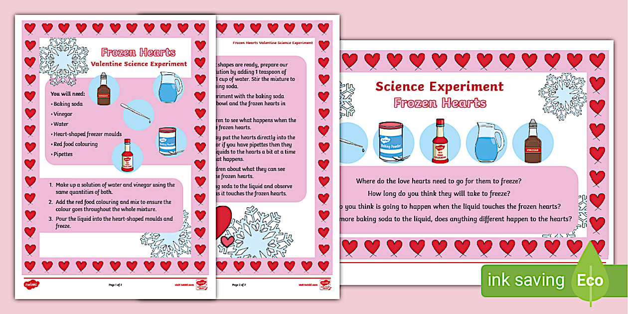 Frozen Hearts Valentine Science Experiment (teacher made)