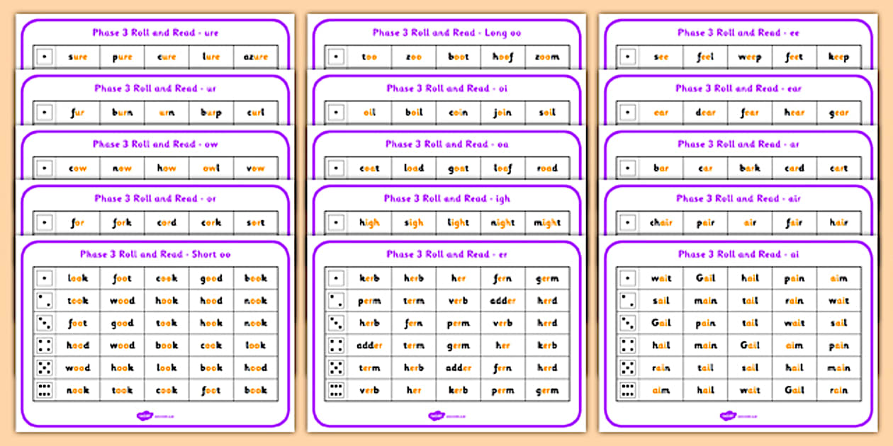 Vowel Phonemes Roll and Read Pack - Phonics Resource