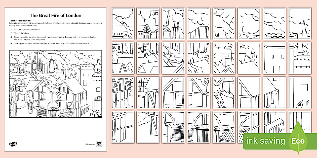 Great Fire of London Art Activities Collaborative Colouring