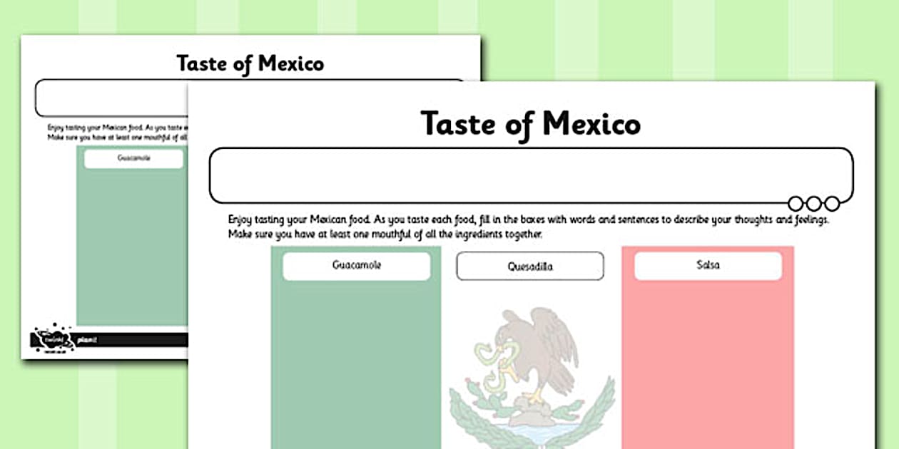 Editable Global Food Worksheet Taste of Mexico - Twinkl