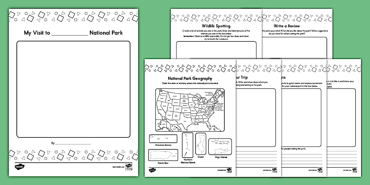 My Visit to _______________ National Park Activity Booklet