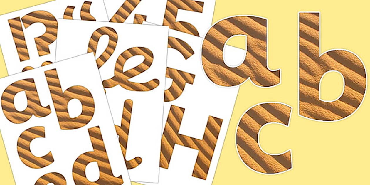 Editable Sand Texture Display Letters and Numbers Pack