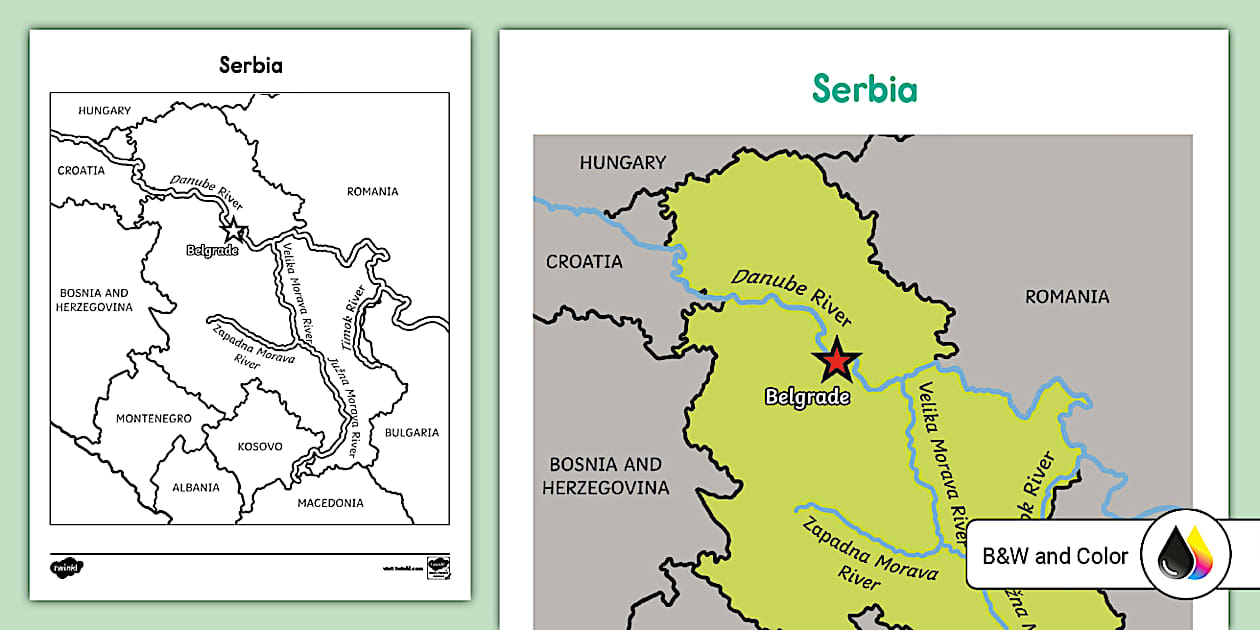 Serbia Printable Map (Teacher-Made) - Twinkl