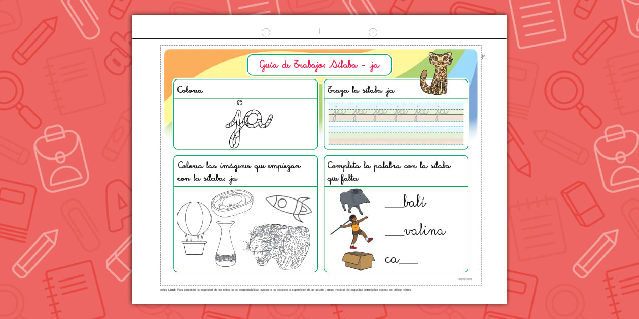 Guía de Trabajo: Sílaba - ja - Twinkl Chile (teacher made)