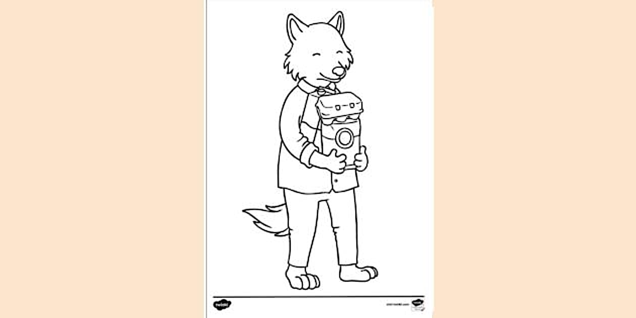 Mr Wolf Carrying Pancake Ingredients Colouring Sheet